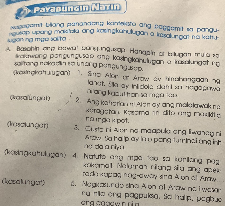 A. Basahin ang bawat pangungusap. Hanapin at | StudyX