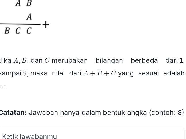 $ {ccc}A B \ A \ B C C \ +$ Jika | StudyX