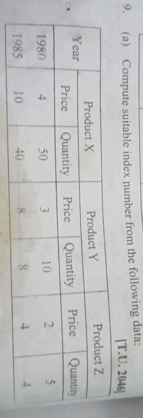 9. (a) Compute suitable index number from | StudyX