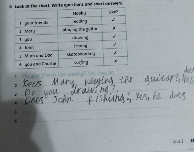 6 Look at the chart. Write questions and | StudyX