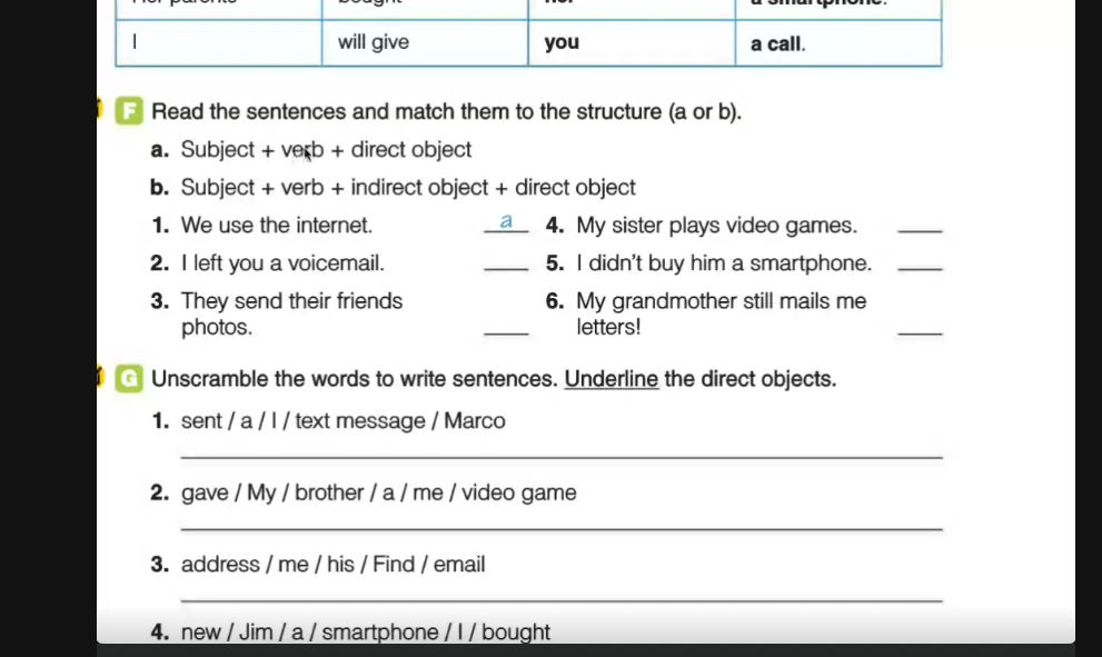 F Read the sentences and match them to the | StudyX