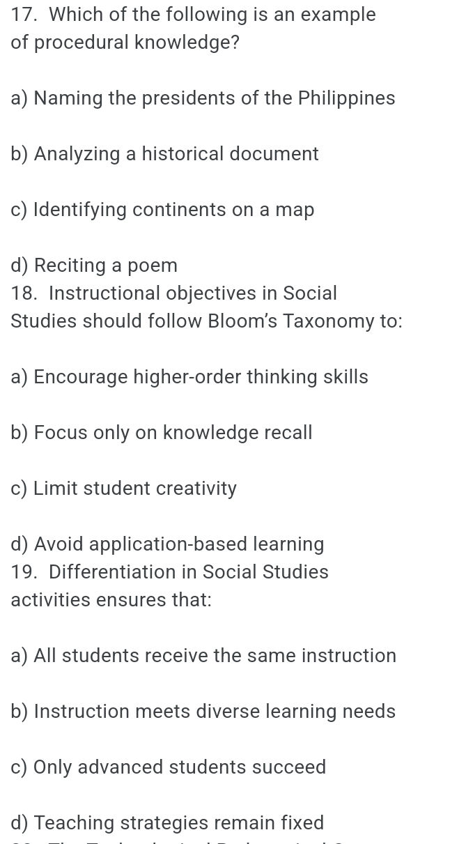 17. Which of the following is an example of | StudyX