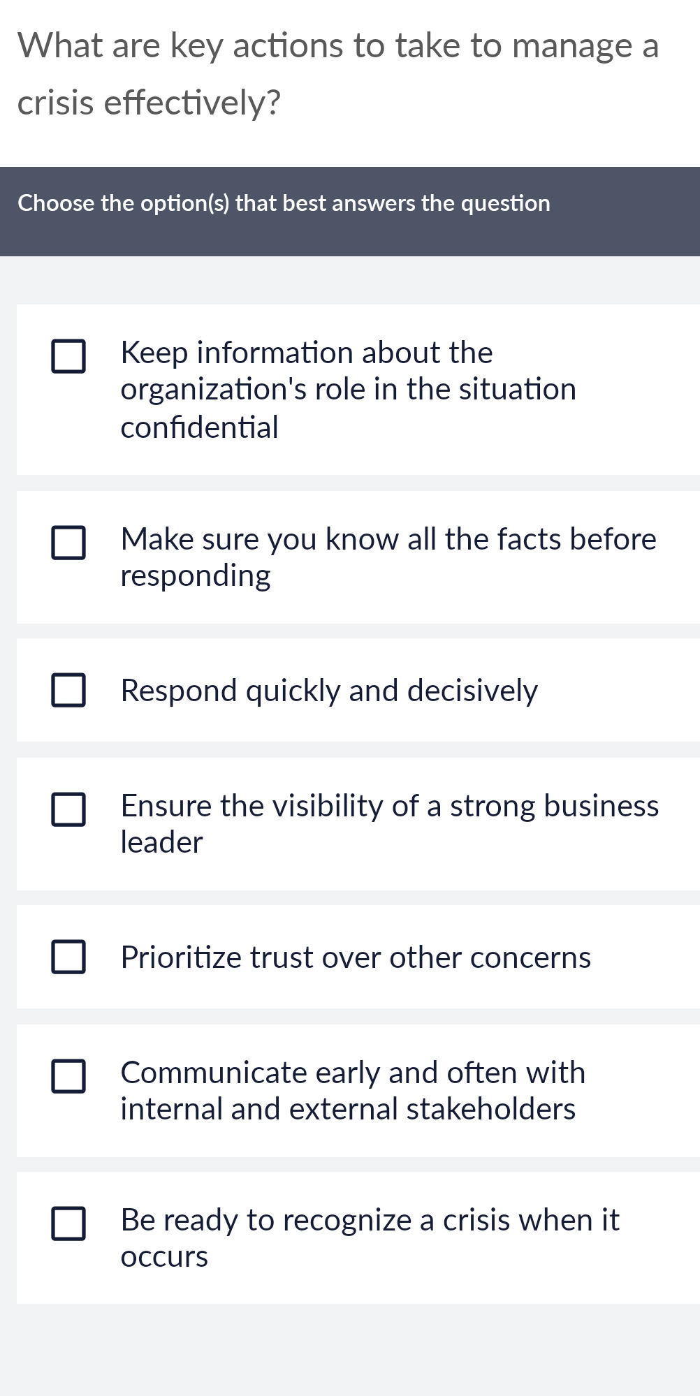 What are key actions to take to manage a | StudyX