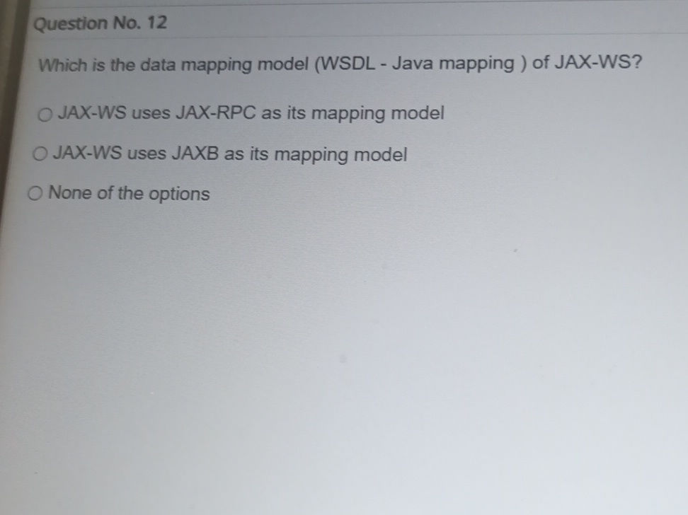 Which is the data mapping model (WSDL - Java | StudyX