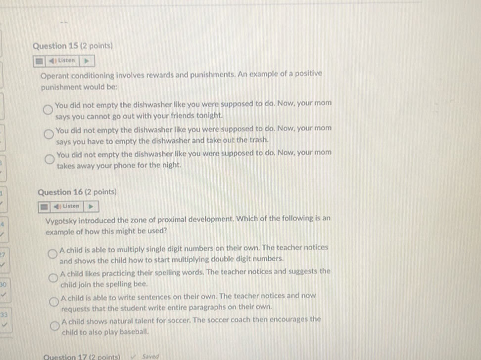 Question 15 (2 points) Operant conditioning | StudyX