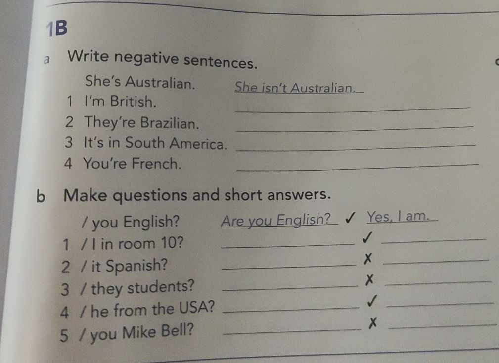 a Write negative sentences. She's | StudyX