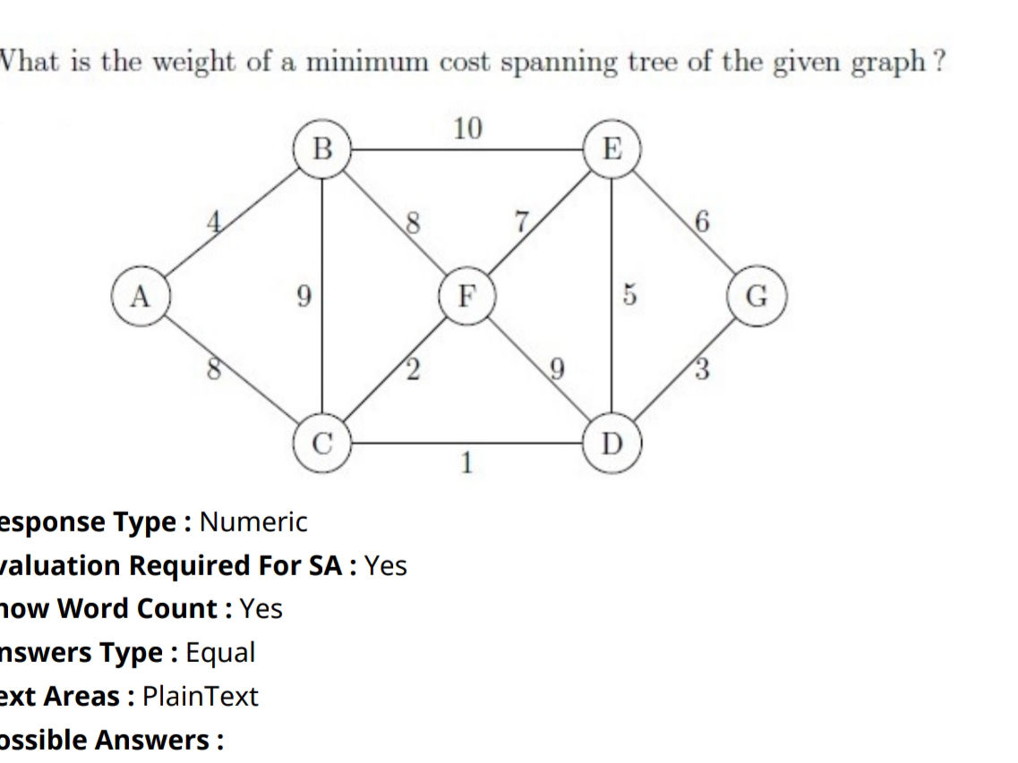 What is the weight of a minimum cost | StudyX