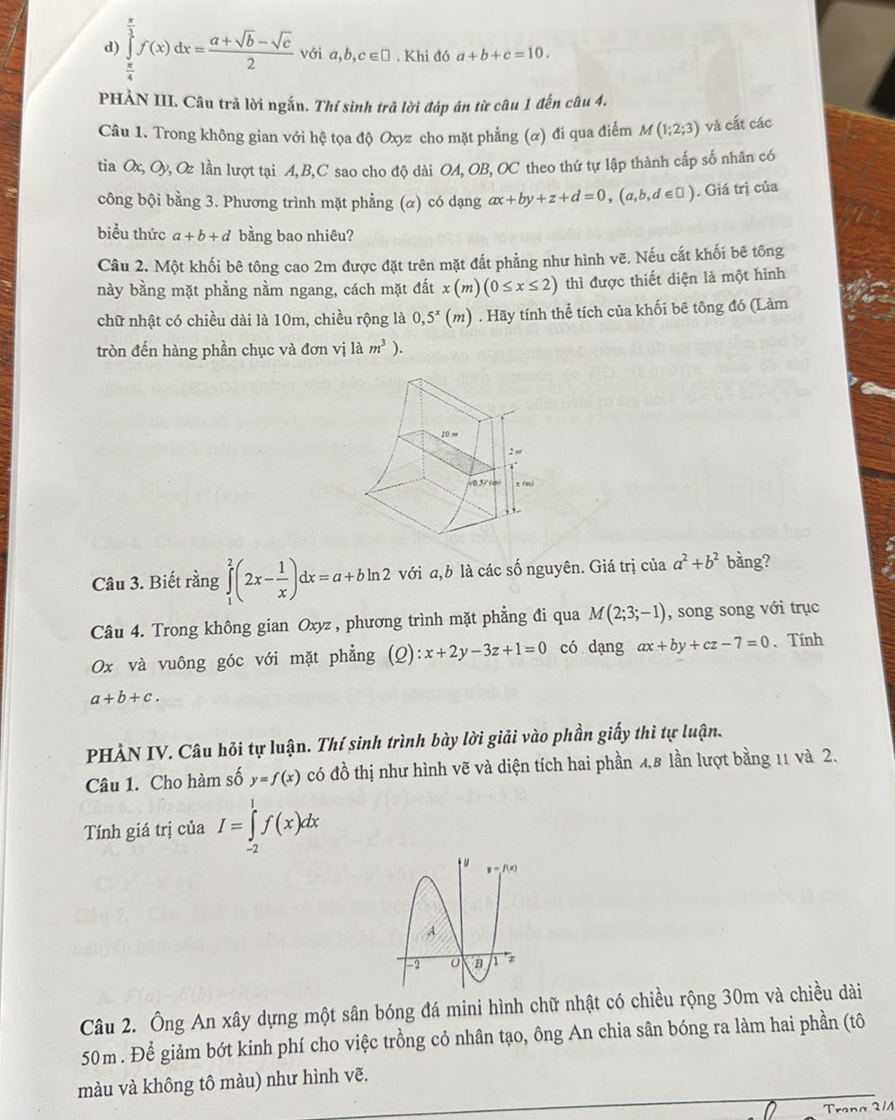 Câu 1. Trong không gian với hệ tọa độ Oxyz | StudyX