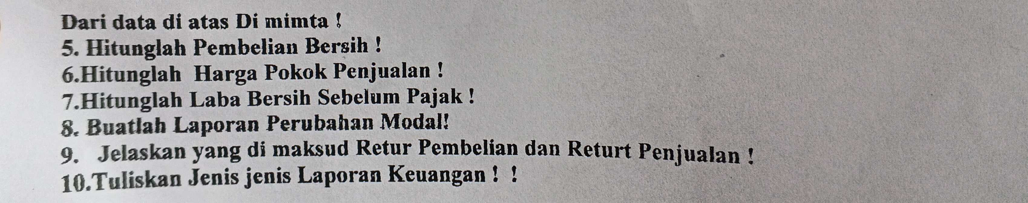 Dari data di atas Di mimta ! 5. Hitunglah | StudyX