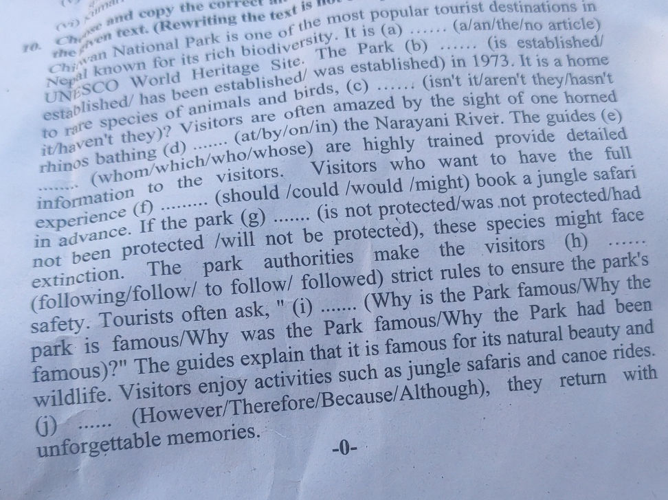 10. Choose and copy the correct the given | StudyX