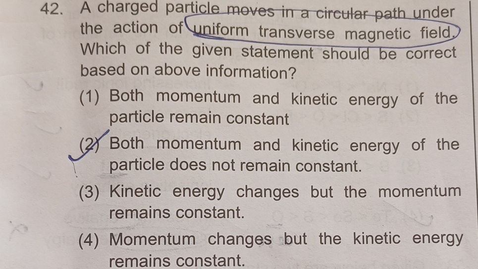 42. A charged particle moves in a circular | StudyX