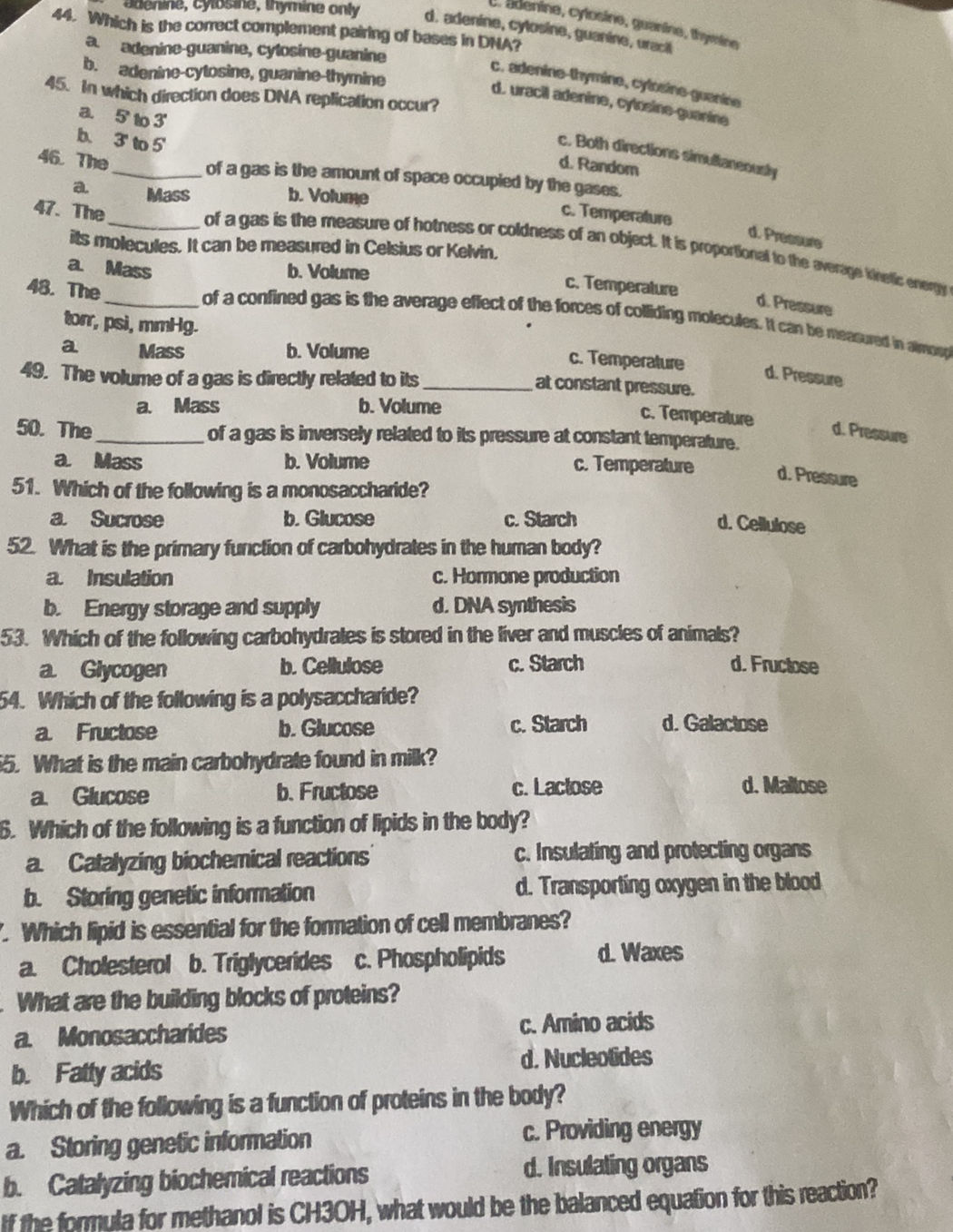 44. Which is the correct complement pairing | StudyX