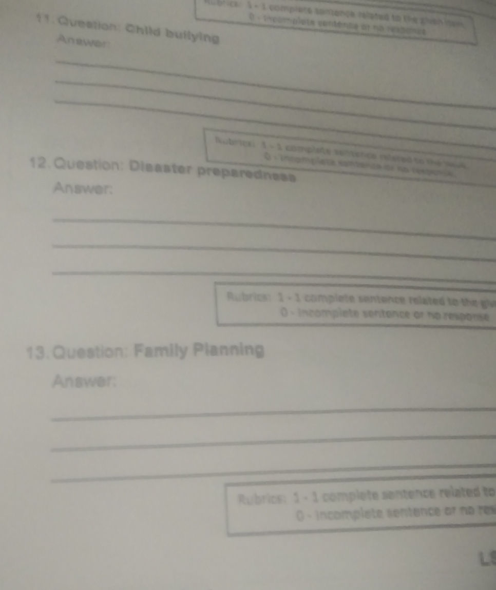 11. Question: Child bullying Answer: 12. | StudyX