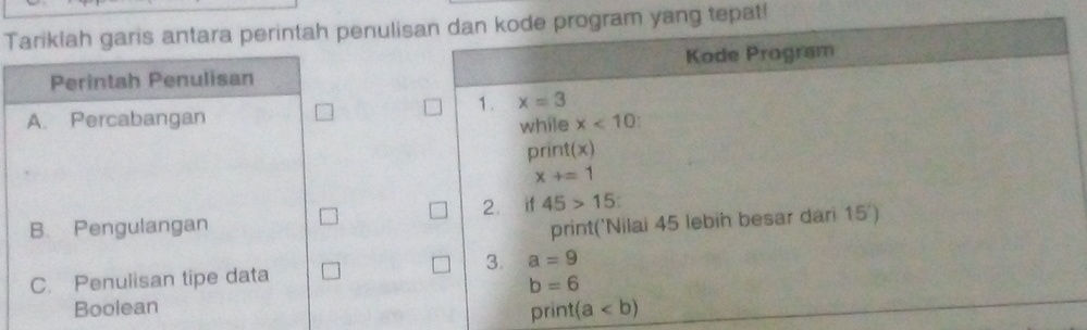 Tariklah garis antara perintah penulisan dan | StudyX