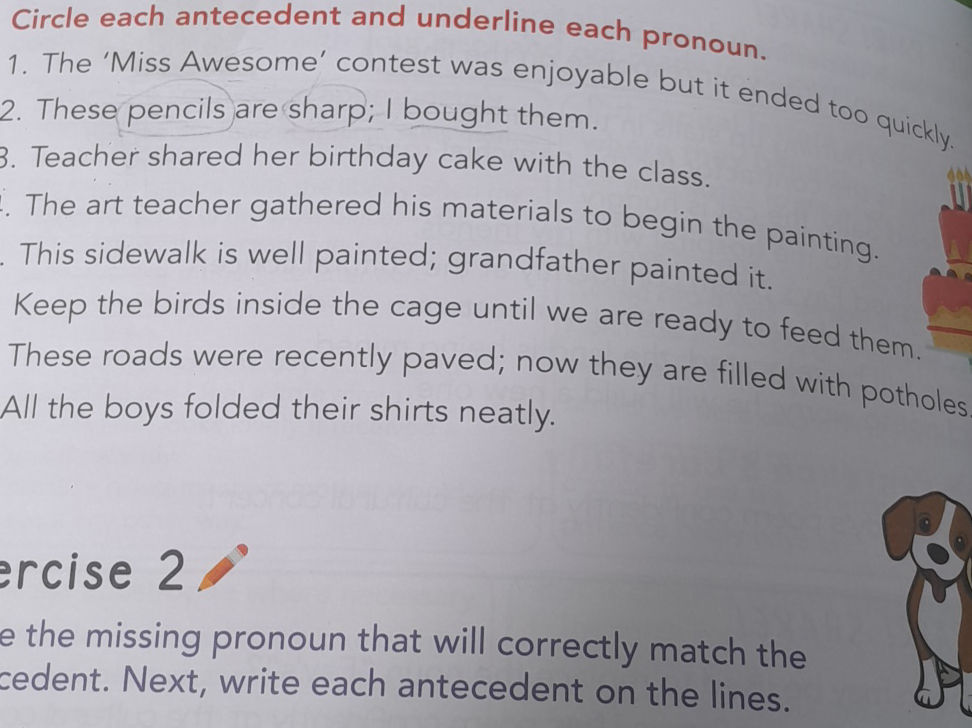Circle each antecedent and underline each | StudyX