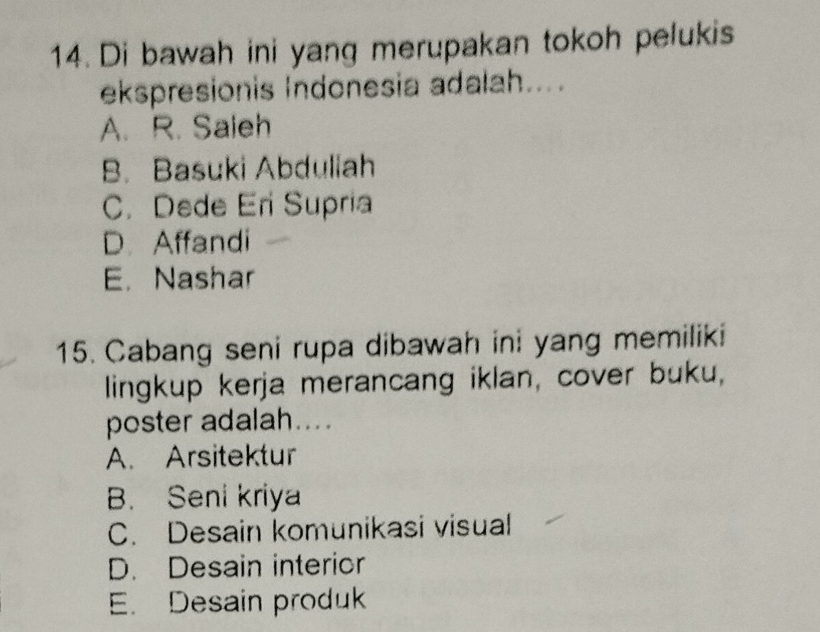 14. Di bawah ini yang merupakan tokoh | StudyX