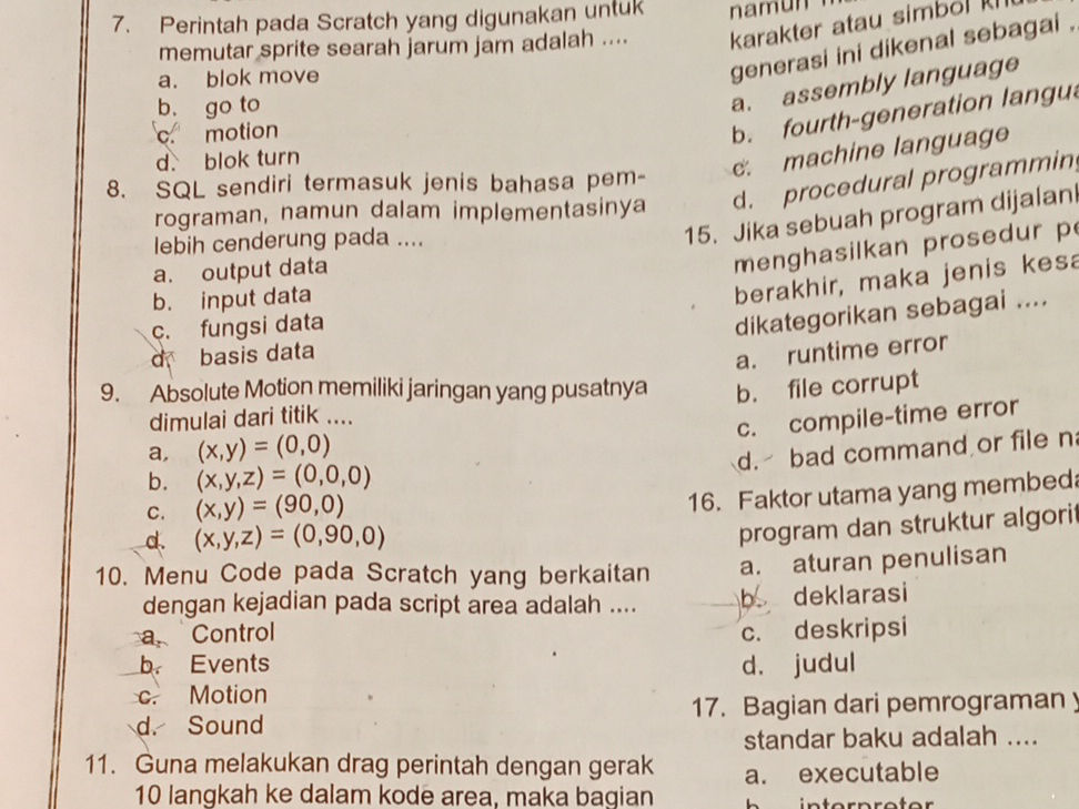 7. Perintah pada Scratch yang digunakan | StudyX