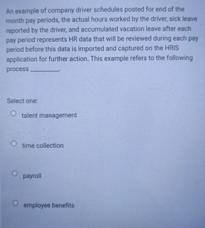 An example of company driver schedules