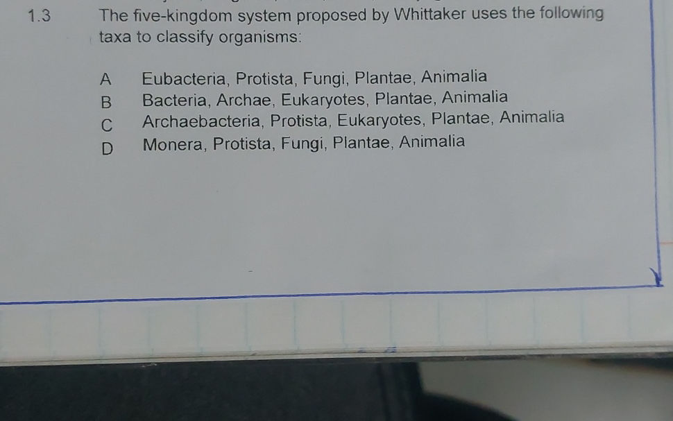 1.3 The five-kingdom system proposed by | StudyX