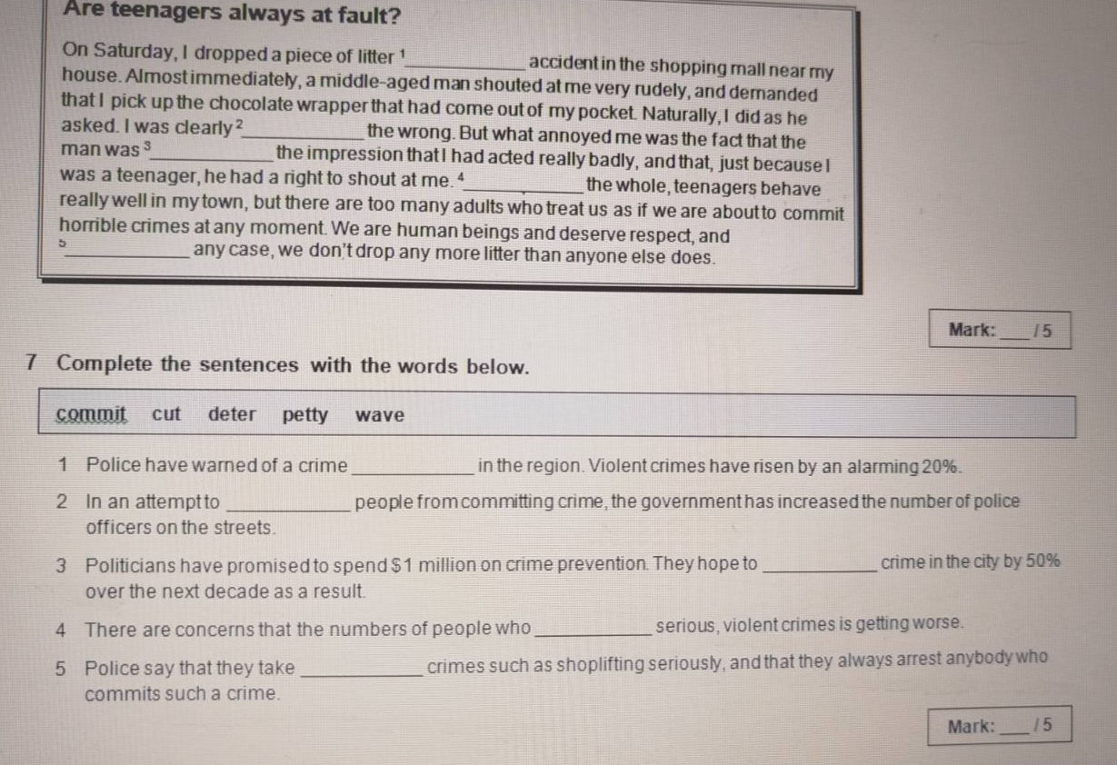 7 Complete the sentences with the words | StudyX