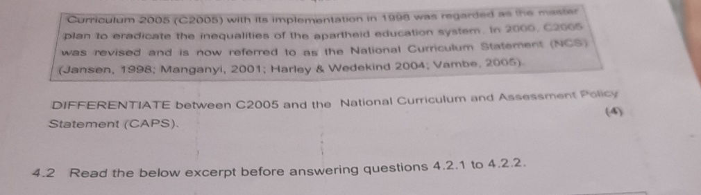 DIFFERENTIATE between C2005 and the National | StudyX