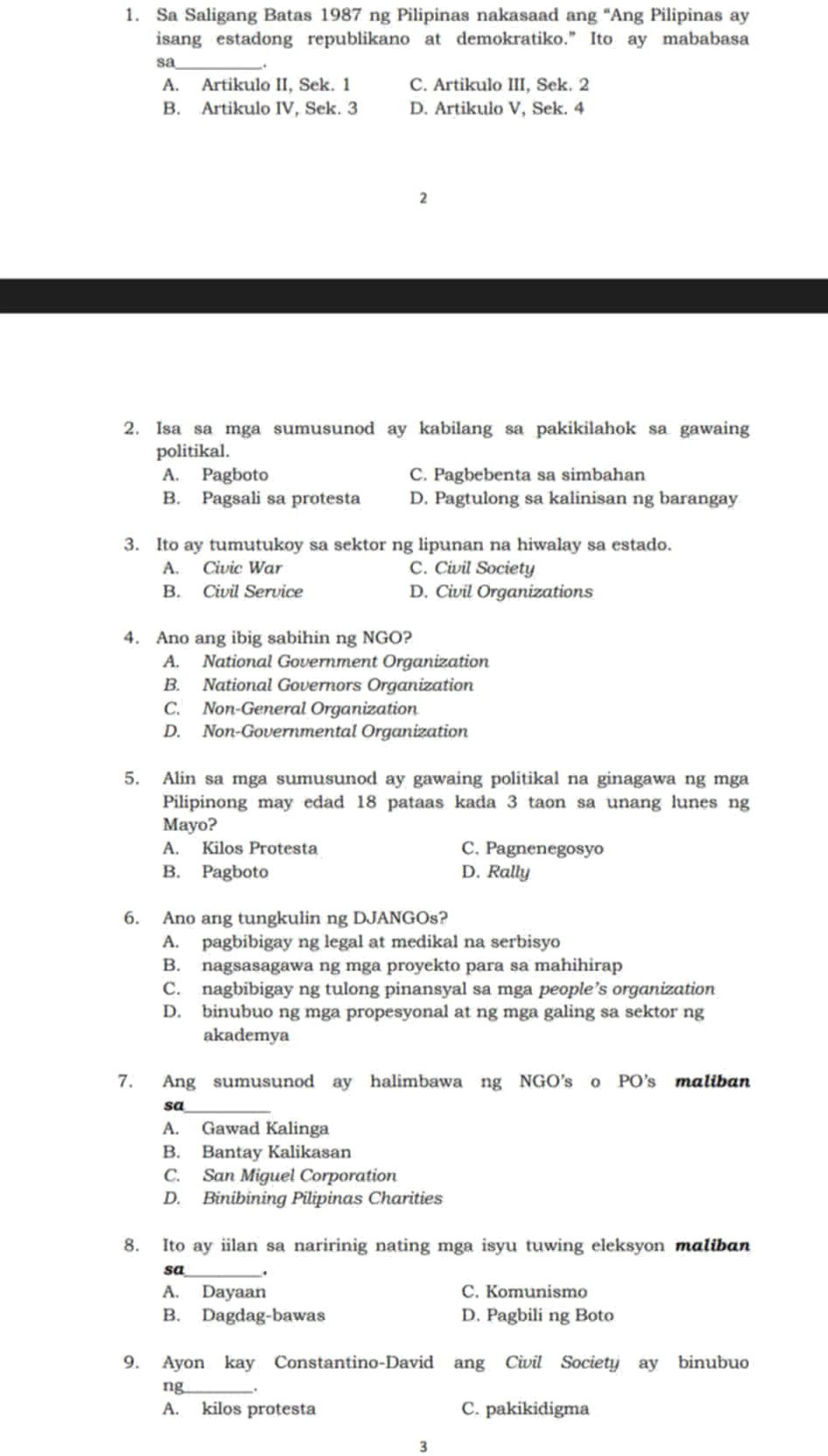 1. Sa Saligang Batas 1987 ng Pilipinas | StudyX