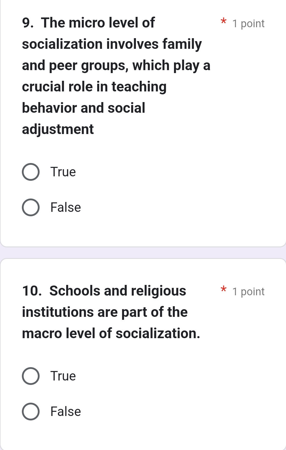 9. The micro level of socialization involves | StudyX