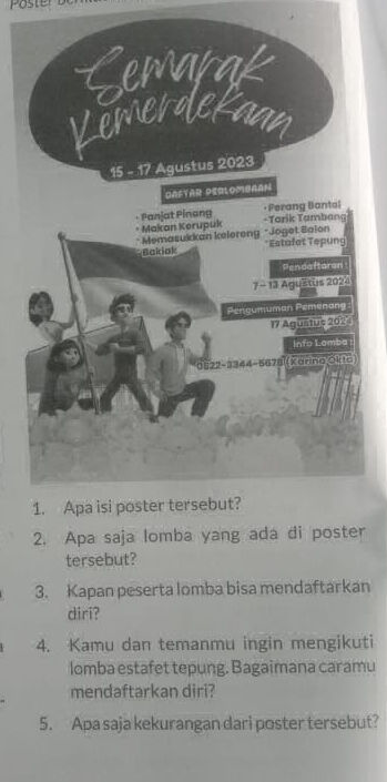 1. Apa isi poster tersebut? 2. Apa saja | StudyX