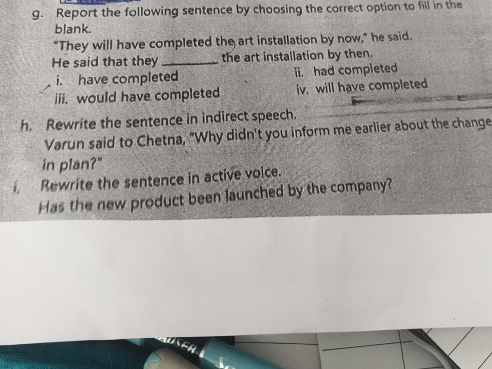 g. Report the following sentence by choosing | StudyX