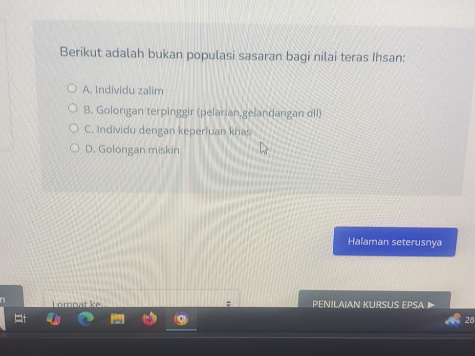 Berikut adalah bukan populasi sasaran bagi | StudyX
