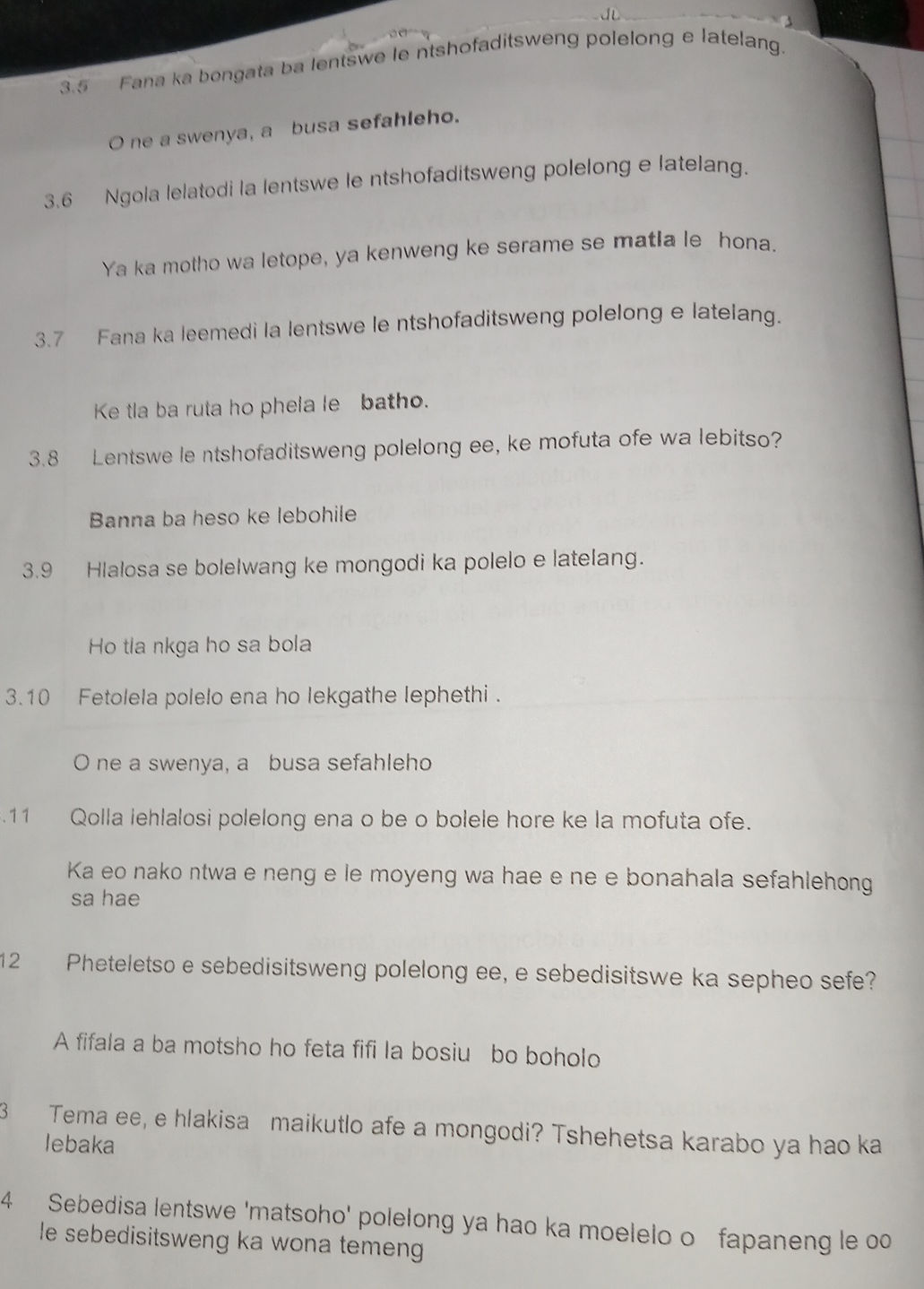 3.5 Fana ka bongata ba lentswe le | StudyX