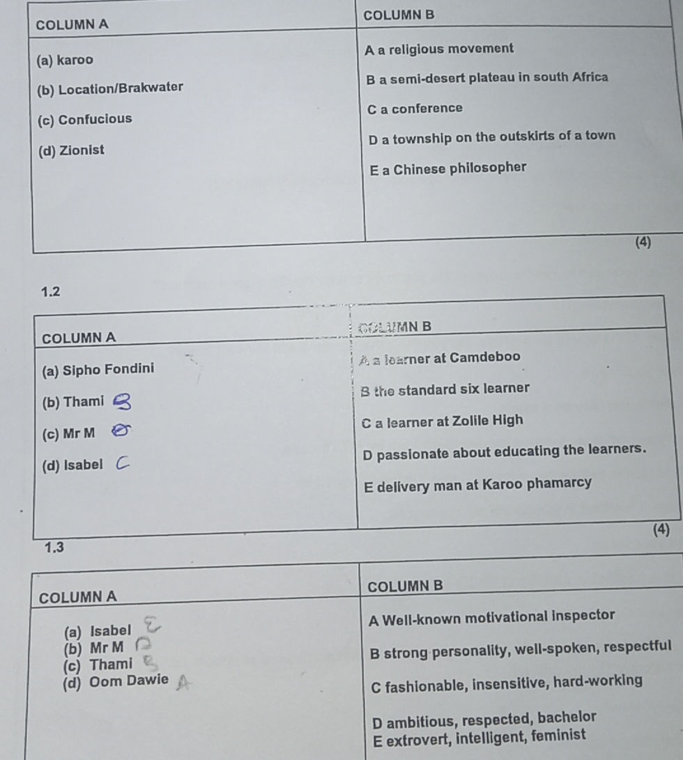 1. Match the items in Column A with the | StudyX
