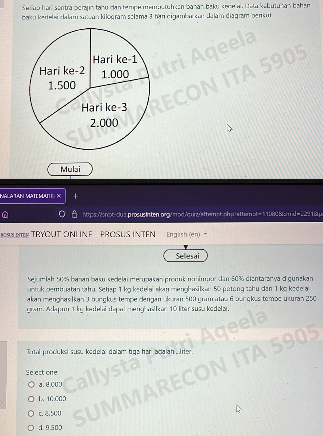 The diagram shows the soybean raw material | StudyX