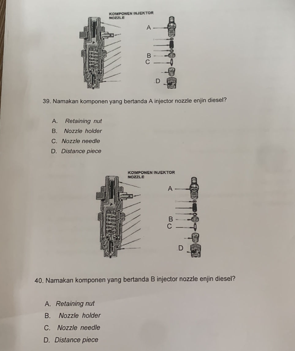 39. Namakan komponen yang bertanda A | StudyX