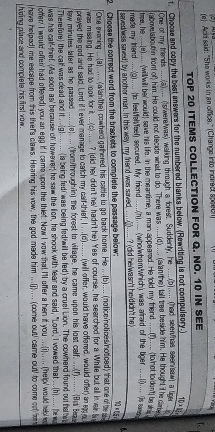 1. Choose and copy the best answers for the | StudyX