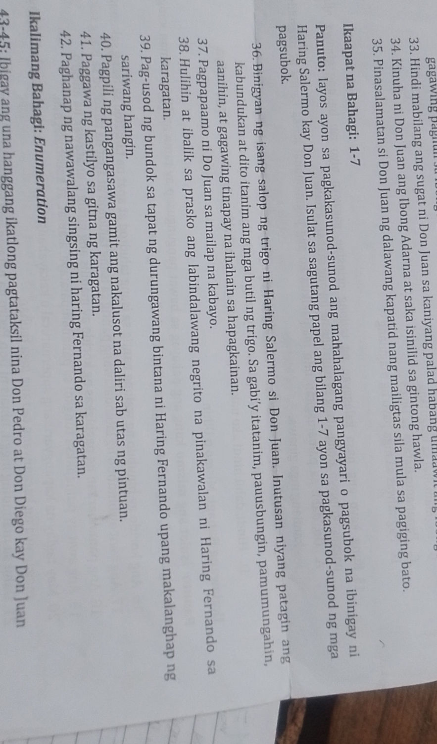 Panuto: layos ayon sa pagkakasunod-sunod ang | StudyX