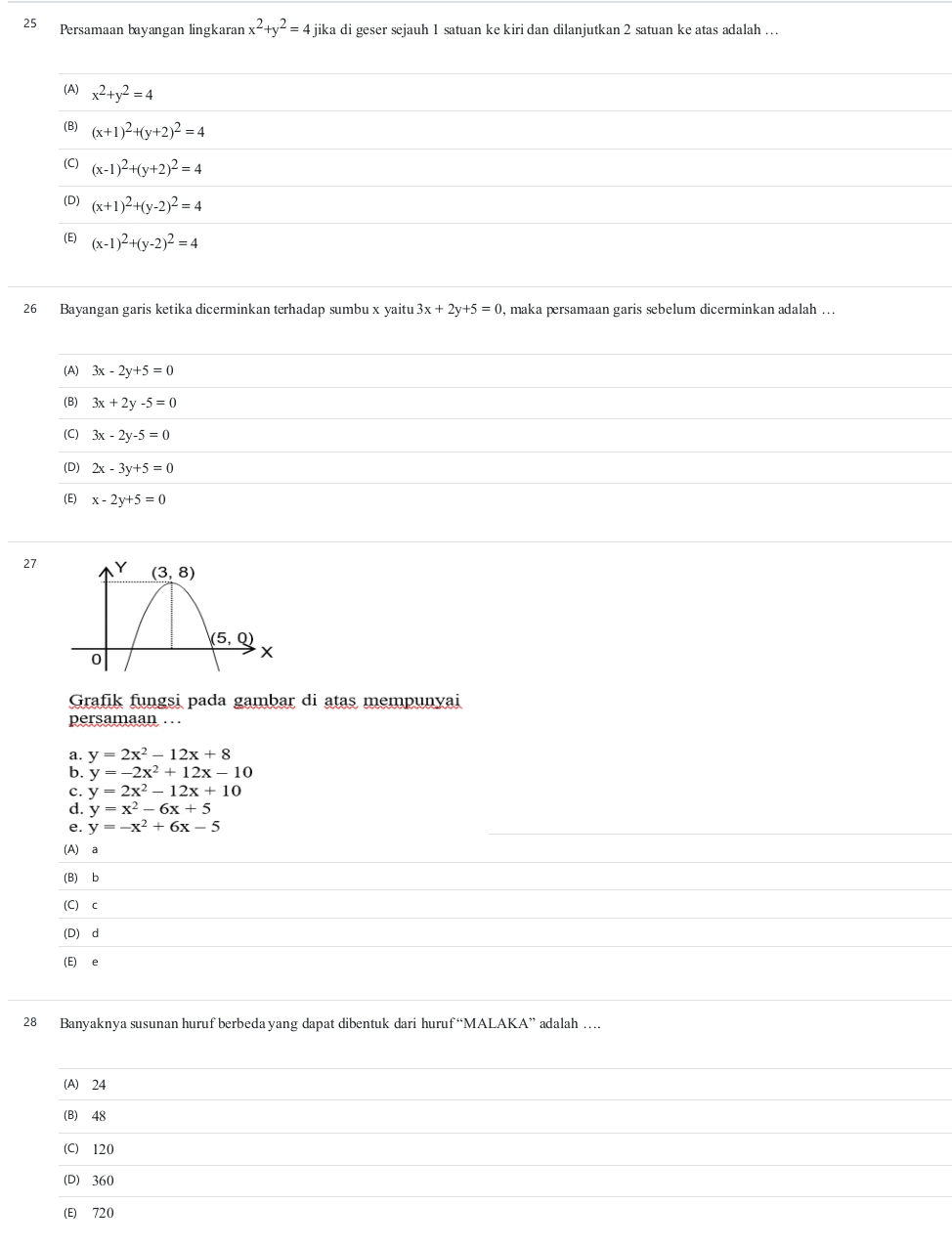 25. Persamaan bayangan lingkaran $x^2 + y^2 | StudyX