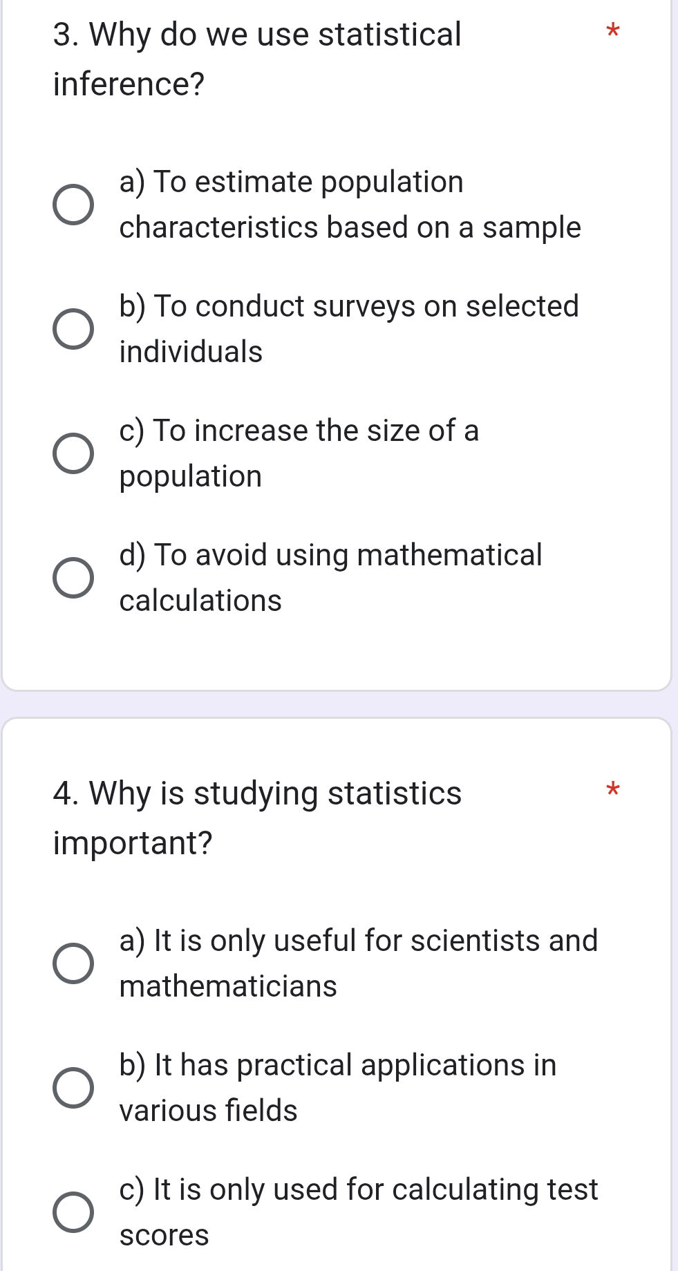 3. Why do we use statistical inference? a) | StudyX