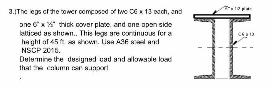 3.) The legs of the tower composed of two C6 | StudyX