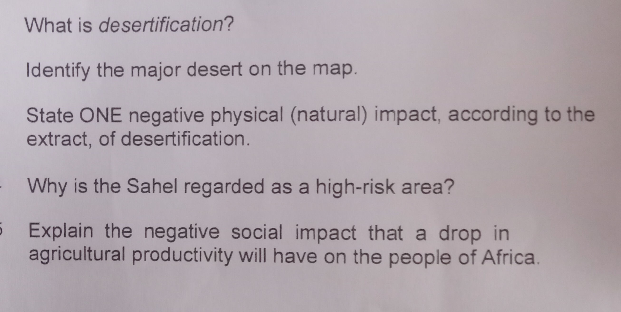 What is desertification? Identify the major | StudyX
