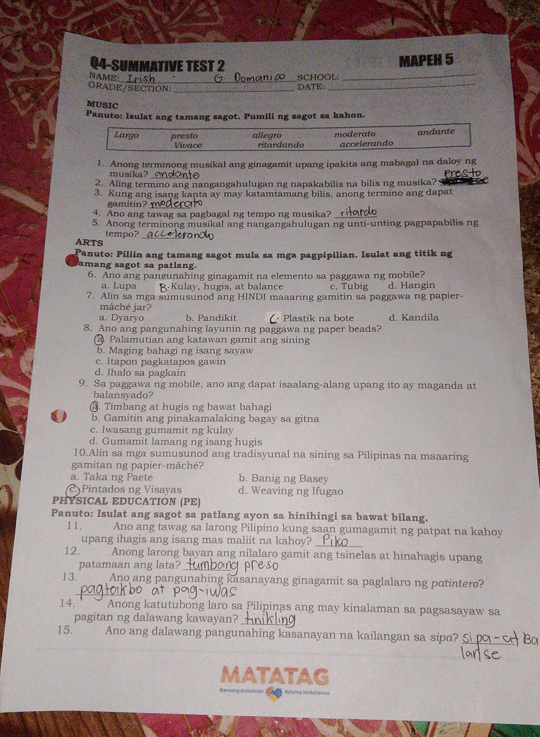 1. Anong terminong musikal ang ginagamit | StudyX