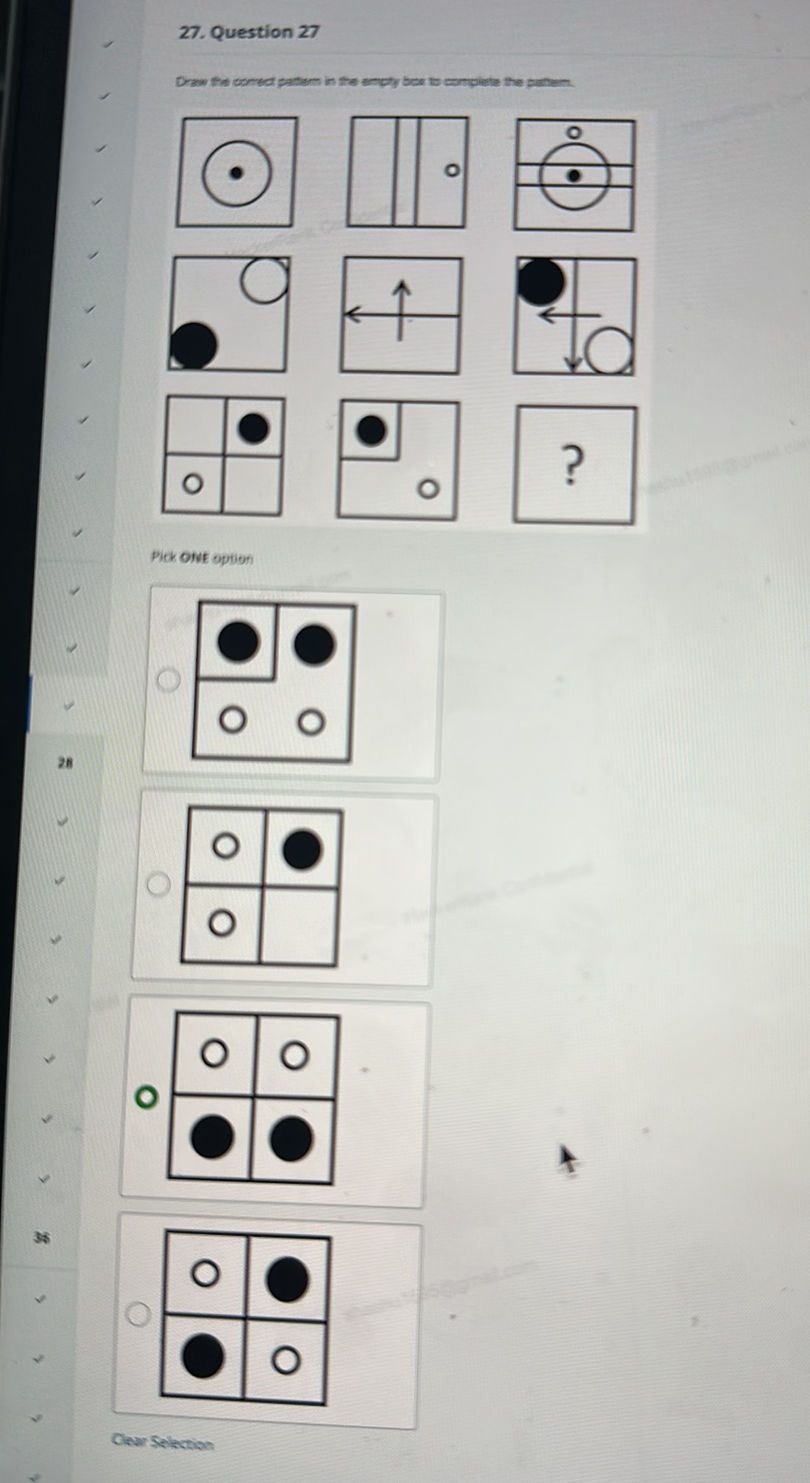 27. Question 27 Draw the correct pattern in | StudyX