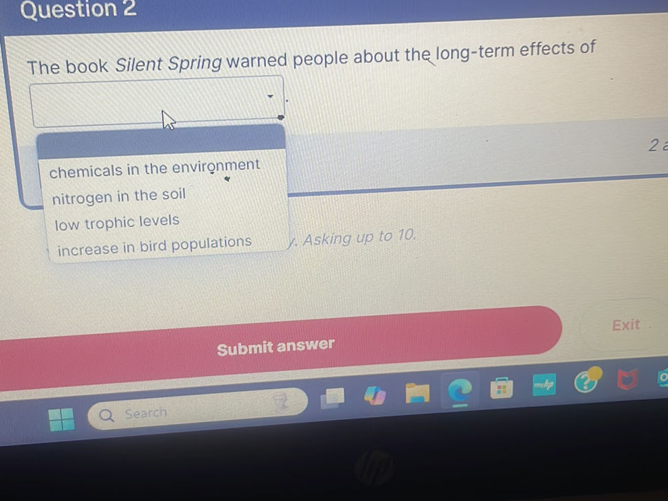 The book Silent Spring warned people about | StudyX