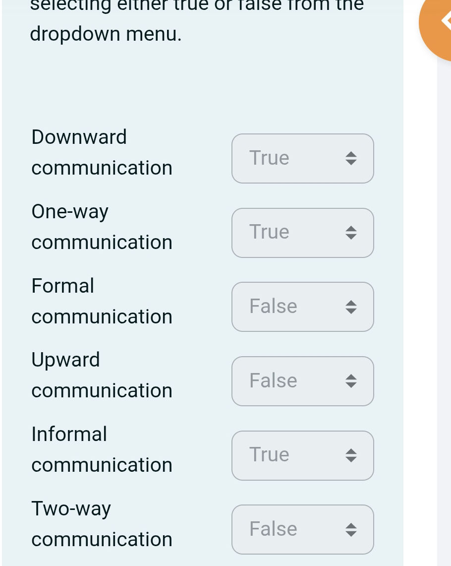 selecting either true or false from the | StudyX