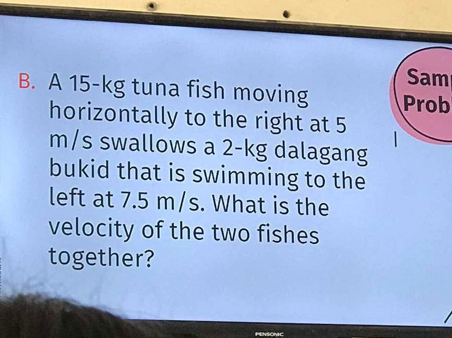 B. A 15-kg tuna fish moving horizontally to | StudyX