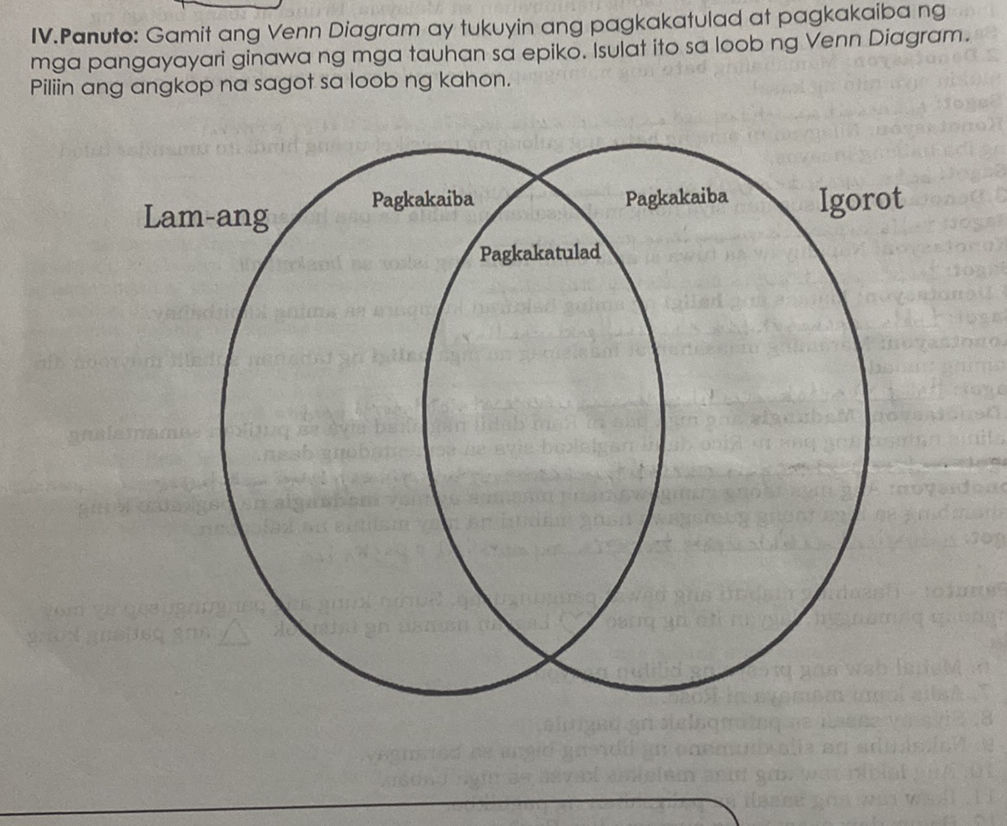 IV.Panuto: Gamit ang Venn Diagram ay tukuyin | StudyX