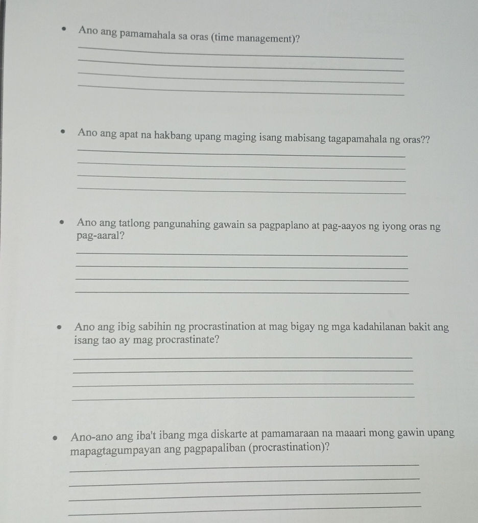 Ano ang pamamahala sa oras (time | StudyX