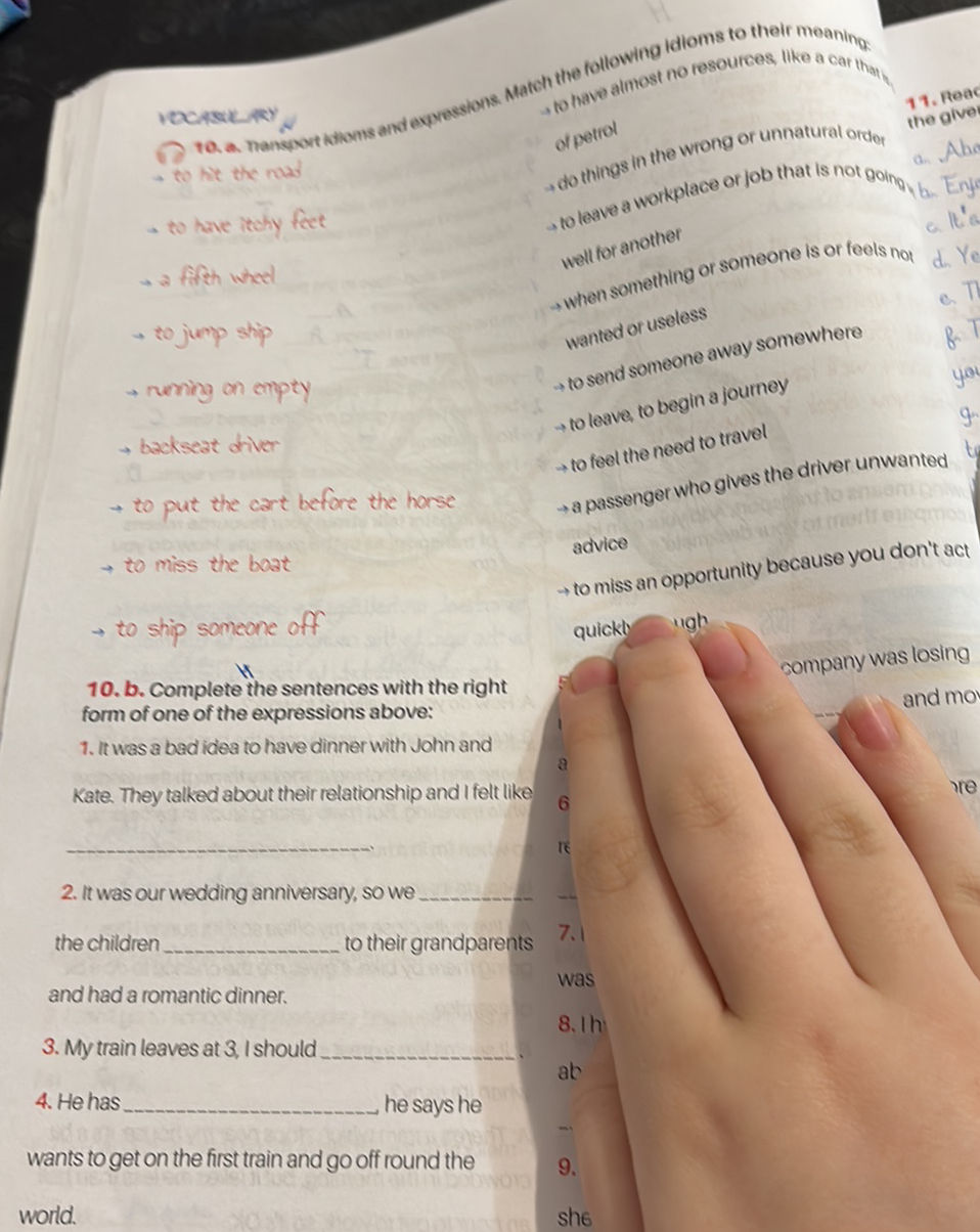 10. a. Transport idioms and expressions. | StudyX