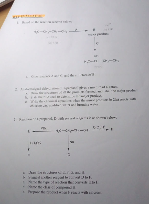 1. Based on the reaction scheme below: | StudyX