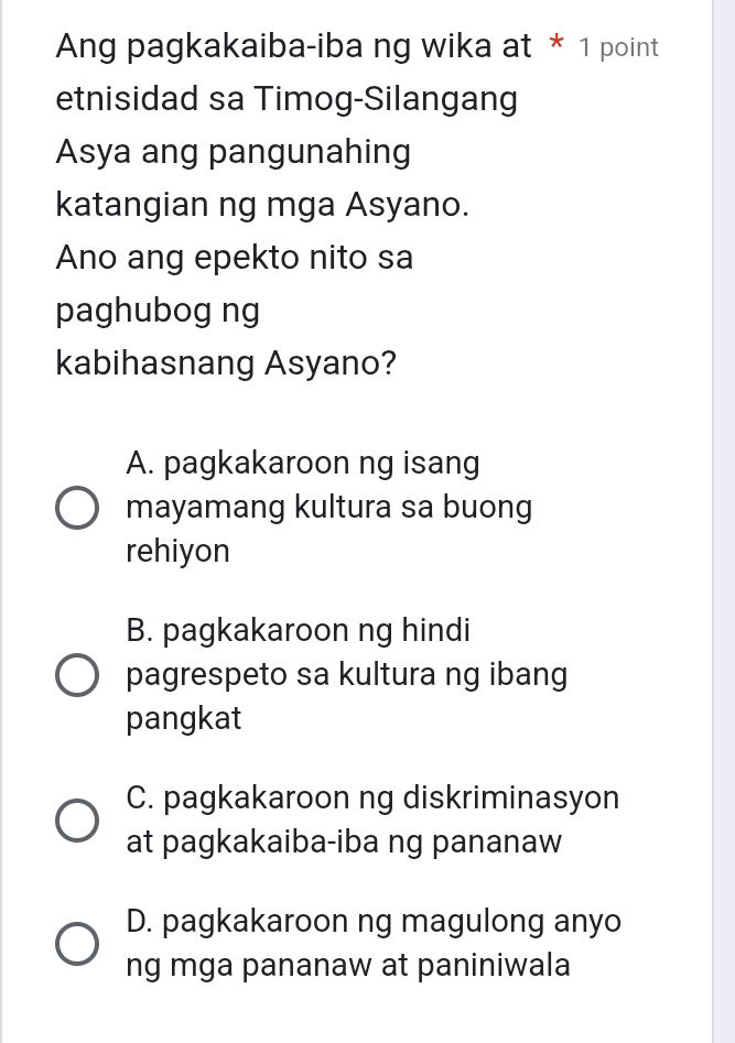 Ang pagkakaiba-iba ng wika at etnisidad sa | StudyX